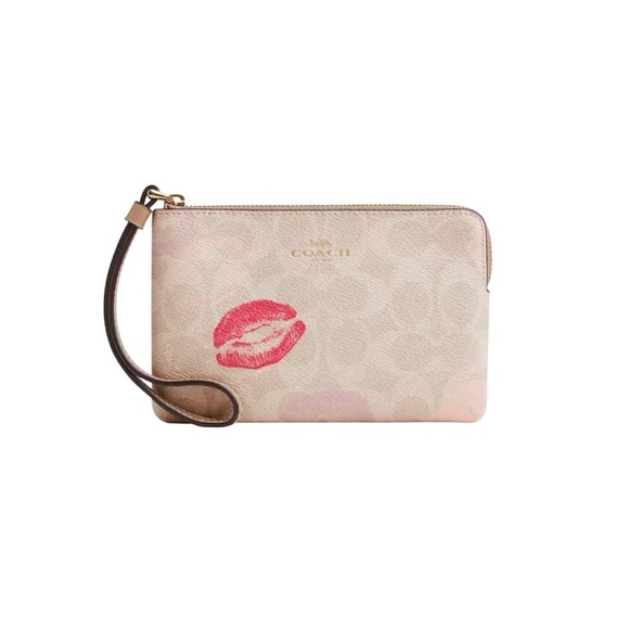 Coach | Bags | Coach Corner Zip Wristlet Lips | Poshmark